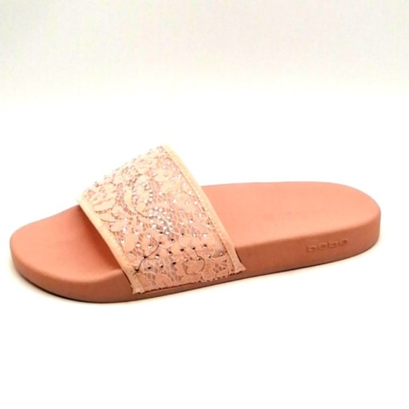 bebe | Shoes | Bebe Womens Flirtie Logo Sparkle Glitter Slide Sandal ...